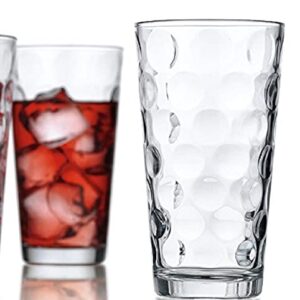 Glaver's Drinking Glasses Set of 4 Highball Glass Cups Bar Glasses for Cocktails, Juice, Water, Iced Tea, and Beverages. Circle Designed - Dishwasher Safe. (Large)