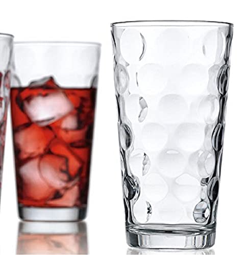 Glaver's Drinking Glasses Set of 4 Highball Glass Cups Bar Glasses for Cocktails, Juice, Water, Iced Tea, and Beverages. Circle Designed - Dishwasher Safe. (Large)