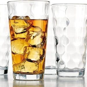 Glaver's Drinking Glasses Set of 4 Highball Glass Cups Bar Glasses for Cocktails, Juice, Water, Iced Tea, and Beverages. Circle Designed - Dishwasher Safe. (Large)