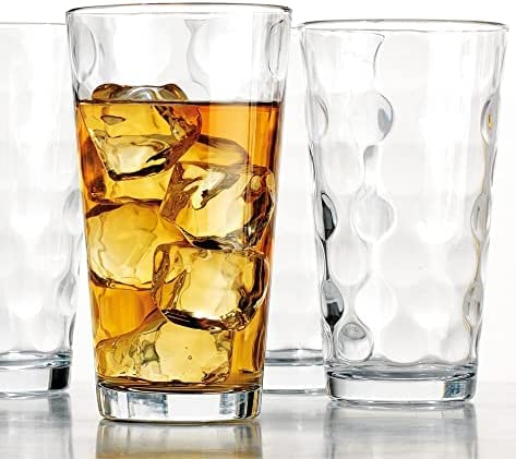 Glaver's Drinking Glasses Set of 4 Highball Glass Cups Bar Glasses for Cocktails, Juice, Water, Iced Tea, and Beverages. Circle Designed - Dishwasher Safe. (Large)