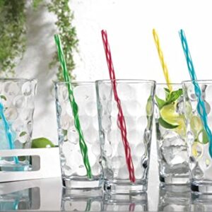 Glaver's Drinking Glasses Set of 4 Highball Glass Cups Bar Glasses for Cocktails, Juice, Water, Iced Tea, and Beverages. Circle Designed - Dishwasher Safe. (Large)