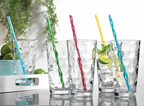 Glaver's Drinking Glasses Set of 4 Highball Glass Cups Bar Glasses for Cocktails, Juice, Water, Iced Tea, and Beverages. Circle Designed - Dishwasher Safe. (Large)