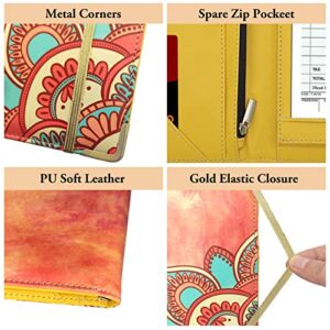 Server Book, Cutaswish Server Books for Waitress Cute,Waiter Receipt Book, PU Leather Waitress Book with Zipper Pocket, Waitress Accessories(Orange Mandala)