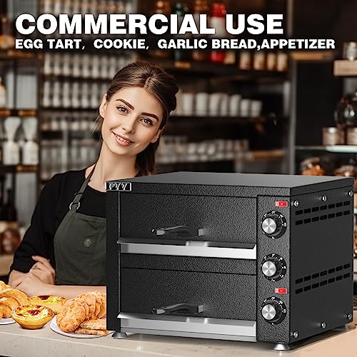 Countertop Pizza Oven Electric Indoor Pizza Oven Commercial PYY Stainless Steel 2-Layers Pizza Cooker with Timer for Home Restaurant