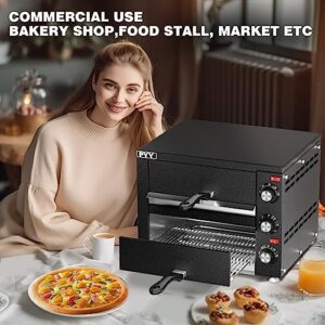 Countertop Pizza Oven Electric Indoor Pizza Oven Commercial PYY Stainless Steel 2-Layers Pizza Cooker with Timer for Home Restaurant