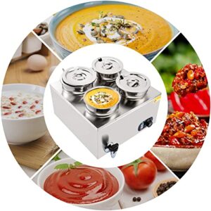 110V Commercial Food Warmer with 16.8 Qt Capacity, Electric Soup Warmer Adjustable Temp.86-185℉, Stainless Steel Countertop Soup Pot with Tap, Food Warmer for Cheese/Hot Dog/Rice