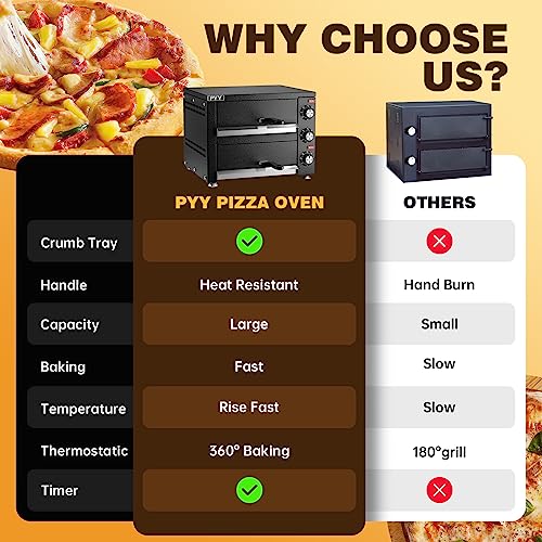 Countertop Pizza Oven Electric Indoor Pizza Oven Commercial PYY Stainless Steel 2-Layers Pizza Cooker with Timer for Home Restaurant