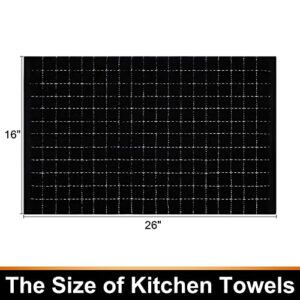 Mordimy 100% Cotton Terry Kitchen Towels, 16 x 26 Inches, Checkered Designed, Super Soft and Absorbent Dish Towels for Kitchen Drying, Perfect for Kitchen and Household Cleaning, 4 Pack, Black