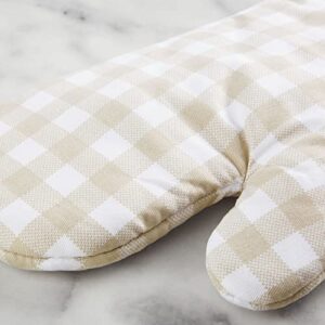 KitchenAid Gingham Oven Mitt 2-Pack Set, Milkshake, 7"x13"