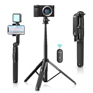 ulanzi sk-03 selfie stick tripod, 64" professional stable phone tripod stand for smartphone/camera/gopro, 3 in 1 extendable phone tripod with detachable remote for travel selfies video recording vlog