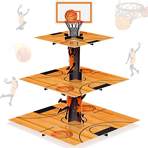 3 Tier Basketball Party Decorations Cupcake Stand Basketball Theme Party Favors Cupcake Holder Basketball Sports Theme Cupcake Holder for Teenagers Basketball Sports Birthday Party Supplies Decor