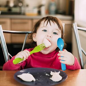 PLASKIDY Plastic Kids Spoons Set of 18 -Toddler Spoons BPA Free / Dishwasher Safe Reusable Children's Spoon Set - Brightly Colored Toddler Spoons Cutlery Flatware Set