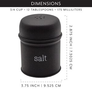 AuldHome Salt and Pepper Shaker Set (Black); Contemporary Modern Farmhouse Retro Enamel Style Shaker Set