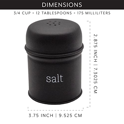 AuldHome Salt and Pepper Shaker Set (Black); Contemporary Modern Farmhouse Retro Enamel Style Shaker Set