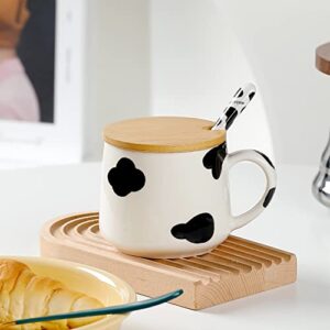 BigNoseDeer Cute Ceramic Cow Coffee Mug with 3D Animal Inside Kawaii Tea Cup with Spoon and Lid Cow Print Stuff Christmas Gifts Birthday Mother's Day Cute Gifts for Women Kids 12oz (Cow)