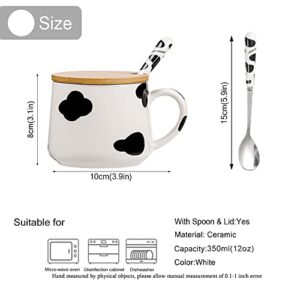 BigNoseDeer Cute Ceramic Cow Coffee Mug with 3D Animal Inside Kawaii Tea Cup with Spoon and Lid Cow Print Stuff Christmas Gifts Birthday Mother's Day Cute Gifts for Women Kids 12oz (Cow)