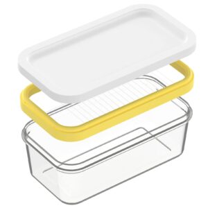 univivo butter slicer cutter, stick butter container dish with lid for fridge, easy cutting two 4oz sticks butter