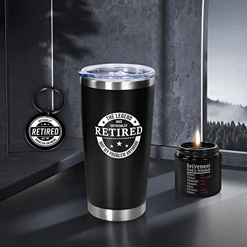 Retirement Gifts for Men, Funny Retired Presents Include Insulated Tumbler Baseball Cap Socks Keychain Scented Candle with Gift Box for Dad, Coworkers, Friends, Retired People