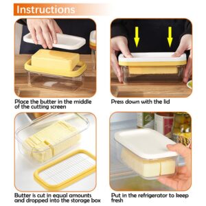 UNIVIVO Butter Slicer Cutter, Stick Butter Container Dish with Lid for Fridge, Easy Cutting Two 4oz Sticks Butter