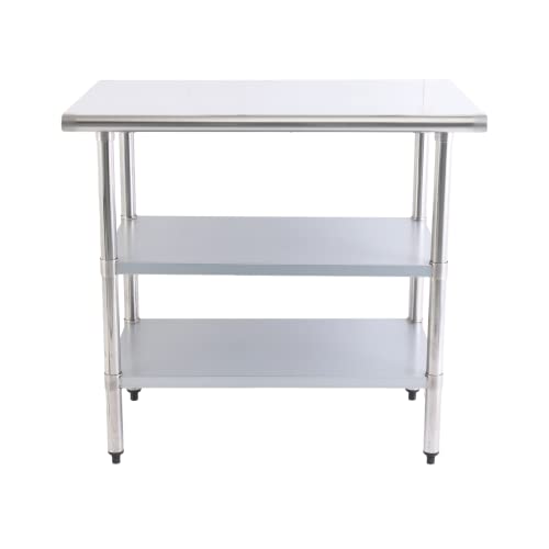 ERUPTA Stainless Steel Table 24x36 inches, NSF Commercial Heavy Duty Kitchen Food Prep Work Table with Adjustable Double Under-Shelves for Restaurant,Hotel,Home Kitchen,Food Truck,BBQ