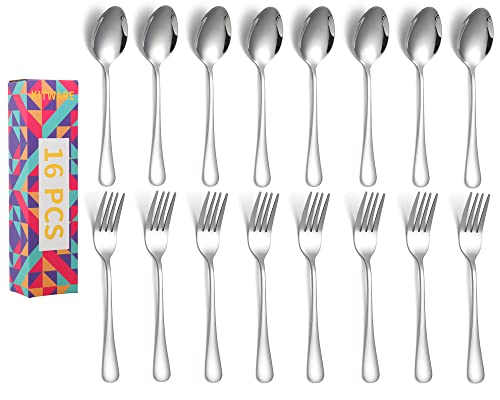 16-Piece Dinner Forks and Spoons Silverware Set, Stainless Steel Flatware Cutlery for Kitchen Home Restaurant, Heavy duty Fork 7.2 Inch and Tablespoon 6.7 Inch, Dishwasher Safe