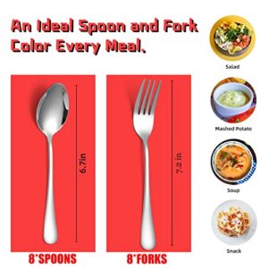 16-Piece Dinner Forks and Spoons Silverware Set, Stainless Steel Flatware Cutlery for Kitchen Home Restaurant, Heavy duty Fork 7.2 Inch and Tablespoon 6.7 Inch, Dishwasher Safe