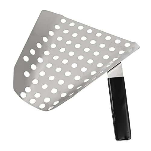 Heayzoki Stainless Steel Popcorn Scoop, Kernel Sifting Speed Scoop, Ergonomic Single Handle Fries Scooper with Holes, for Shops Movie Theaters Picnics Popcorn Machines