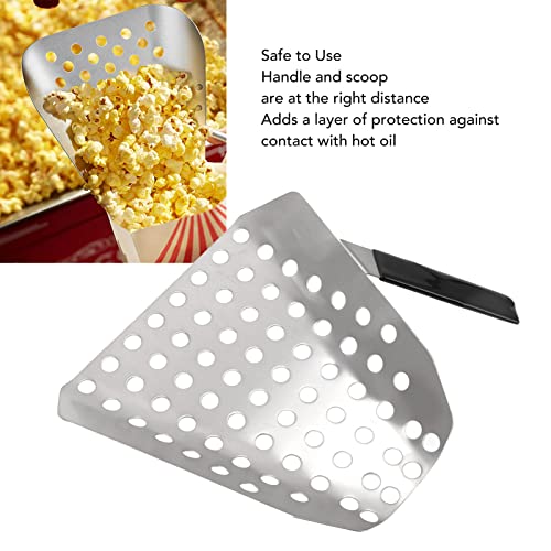 Heayzoki Stainless Steel Popcorn Scoop, Kernel Sifting Speed Scoop, Ergonomic Single Handle Fries Scooper with Holes, for Shops Movie Theaters Picnics Popcorn Machines