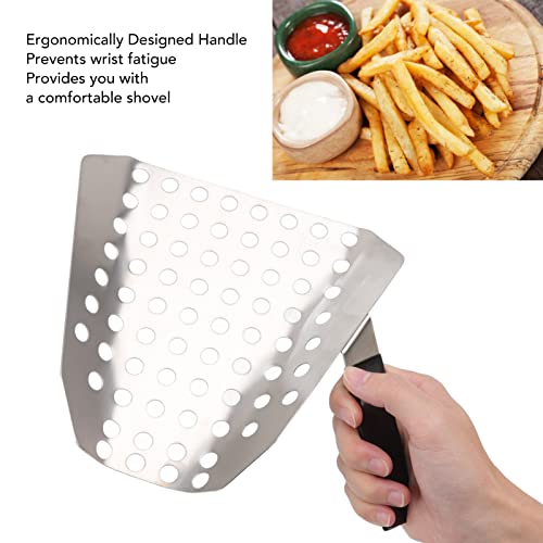 Heayzoki Stainless Steel Popcorn Scoop, Kernel Sifting Speed Scoop, Ergonomic Single Handle Fries Scooper with Holes, for Shops Movie Theaters Picnics Popcorn Machines