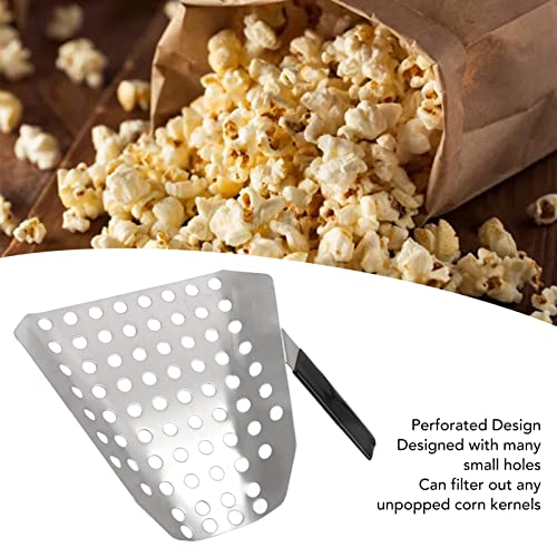 Heayzoki Stainless Steel Popcorn Scoop, Kernel Sifting Speed Scoop, Ergonomic Single Handle Fries Scooper with Holes, for Shops Movie Theaters Picnics Popcorn Machines