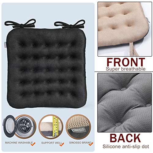 SINOSSO Excellent Support Effect Office Chair Cushion 1 Pack, Luxury Air Mesh Breathable Non-Slip Desk Computer Seat Cushion, Kitchen Dining Room Square Chair Pad (1 Count, Black)