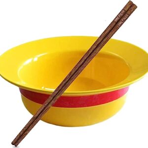 Anime One Piece Ramen Bowl Set with Chopsticks Luffy Straw Hat Ceramic Bowl Fans Gift - Dishwasher & Microwave Safe (Luffy)