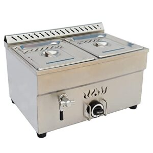 preasion 2 pan commercial propane lp gas food warmer propane gas bain marie buffet food warmer with regulator canteen buffet gas steam table