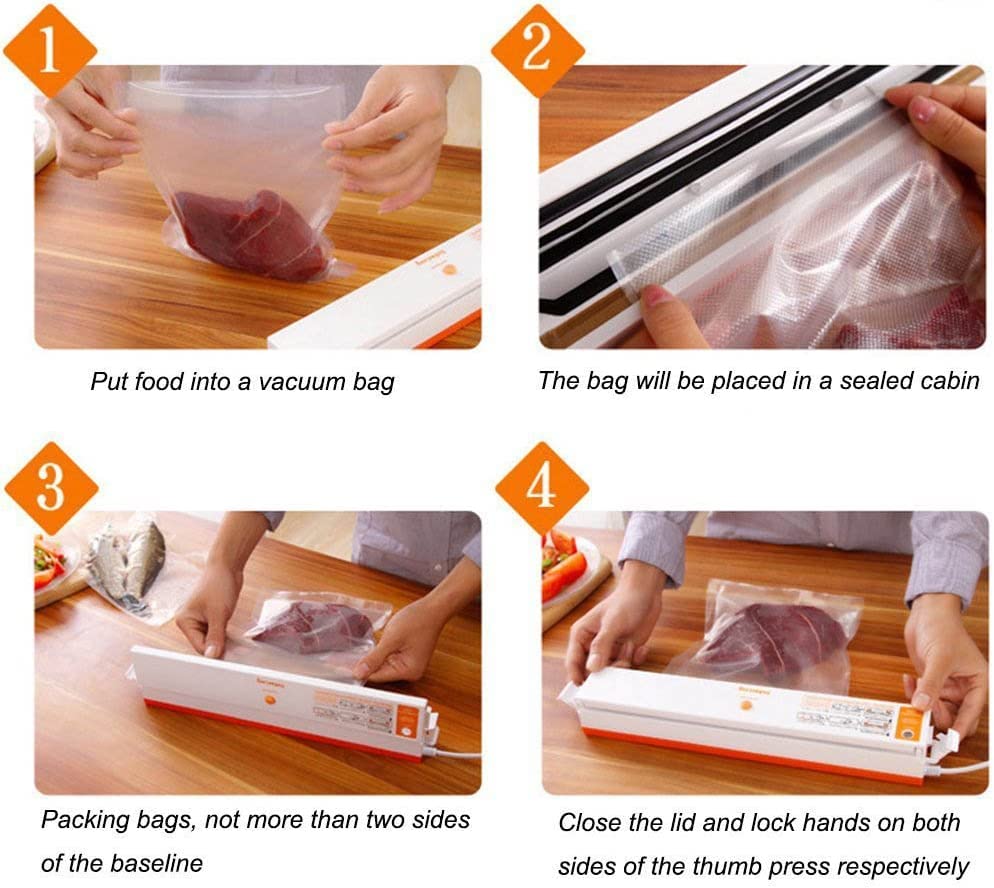 KUHINJA Vacuum Sealer Rolls, 4 Rolls (6"+8"+10"+11")*16.5' Commercial Grade Bag Rolls, Food Vac Bags for Storage, Meal Prep or Sous Vide, BPA Free