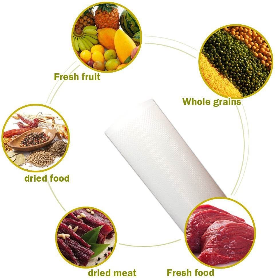 KUHINJA Vacuum Sealer Rolls, 4 Rolls (6"+8"+10"+11")*16.5' Commercial Grade Bag Rolls, Food Vac Bags for Storage, Meal Prep or Sous Vide, BPA Free