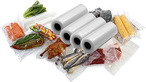 KUHINJA Vacuum Sealer Rolls, 4 Rolls (6"+8"+10"+11")*16.5' Commercial Grade Bag Rolls, Food Vac Bags for Storage, Meal Prep or Sous Vide, BPA Free