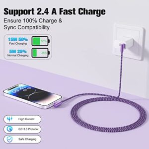 iPhone Charger 10FT Lightning Cable [Apple MFi Certified] 3 Pack 90 Degree Fast iPhone Charging Cables Cord Compatible with iPhone 14/13/12/11 Pro MAX/XR/XS/8/7/Plus/6S/SE/iPad (10 Feet)