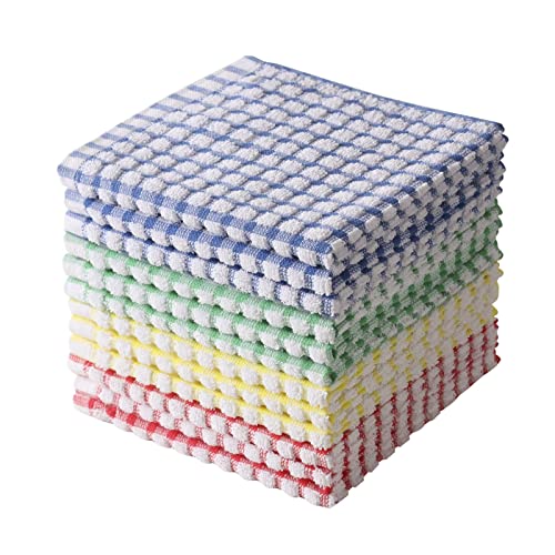 clwellge Kitchen Dish Cloths 12pcs, Bulk Cotton Absorbent Dish Wash Cloths, Perfect for Household and Commercial Uses