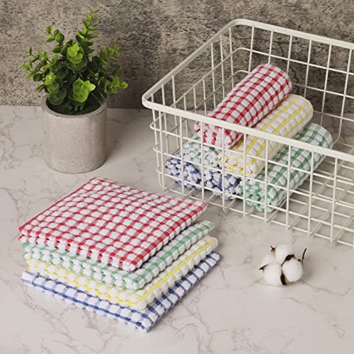 clwellge Kitchen Dish Cloths 12pcs, Bulk Cotton Absorbent Dish Wash Cloths, Perfect for Household and Commercial Uses