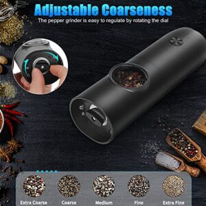 Electric Salt and Pepper Grinder Set, aKosco USB Rechargeable with LED Light, One Hand Operation Pepper Grinder, Adjustable Coarseness, Kitchen Gadgets Refillable Base, 2 Pack