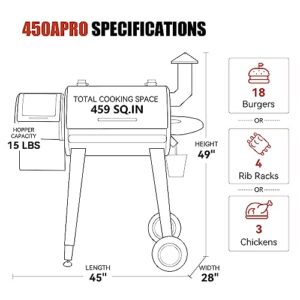 Z GRILLS Wood Pellet Smoker Grill with Foldable Front Shelf, Rain Cover, 459 sq in Cooking Area for Outdoor BBQ, Smoke, Bake and Roast (Bronze)