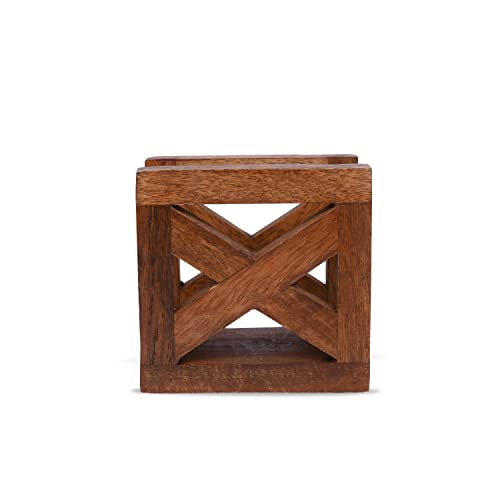 EDHAS Wooden Paper Napkin Holder, Napkin Storage Dispenser For Tables Kitchen Office Accessories for Restaurants, Dining Home Décor (5" x 3" x 5")