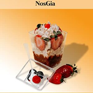 NosCupsGia 5.4 oz Set of 50 Dessert Cups with Lids & Spoons - Small Plastic Cups with Lids Mini Spoons Parfait Cups with Lids Clear Plastic Cups with Lids Mousse Ice Cream Pudding Cups