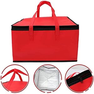 Rosarivae Thermal Insulated Food Delivery Bag Large Picnic Cooler Bag Pizza Warmer Bag Reusable Grocery Bags with Zipper and Handles for Restaurants Food Delivery Travel Shopping Catering Transport (Red)