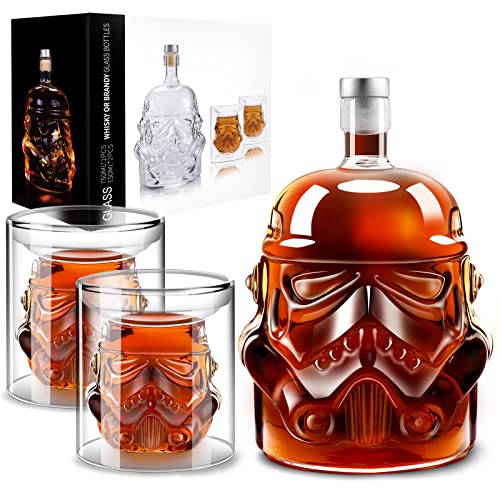 Whiskey Decanter Set Transparent Creative with 2 150ml Glasses, Whiskey Carafe for Brandy,Scotch,Vodka,Gifts for Dad,Husband,Boyfriend