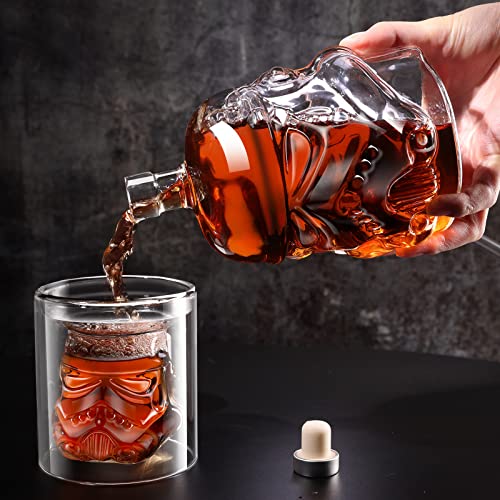 Whiskey Decanter Set Transparent Creative with 2 150ml Glasses, Whiskey Carafe for Brandy,Scotch,Vodka,Gifts for Dad,Husband,Boyfriend