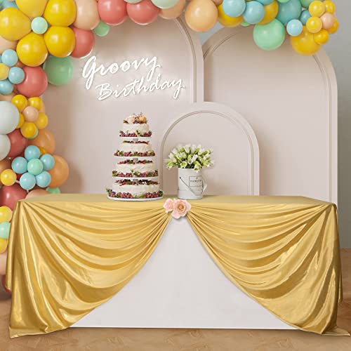 Spotjoy Sequin Rectangle Tablecloth 60 x 84 Inch, Sparkle Glitter Table Cloth for Parties, Decorative Shiny Tablecloths for Wedding Birthday Banquet, Gold