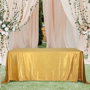 Spotjoy Sequin Rectangle Tablecloth 60 x 84 Inch, Sparkle Glitter Table Cloth for Parties, Decorative Shiny Tablecloths for Wedding Birthday Banquet, Gold