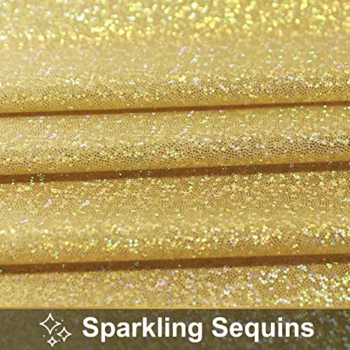 Spotjoy Sequin Rectangle Tablecloth 60 x 84 Inch, Sparkle Glitter Table Cloth for Parties, Decorative Shiny Tablecloths for Wedding Birthday Banquet, Gold