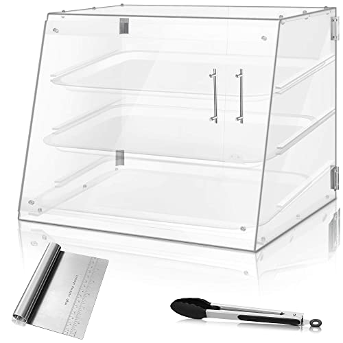 Commercial Countertop Bakery Pastry Display Case - Heavy Duty, Sturdy Stable Clear Acrylic, Thick Panels, Upgraded Finish, Stainless Steel Handles, Hardware for Easy Assembly, Food Tongs Dough Scraper